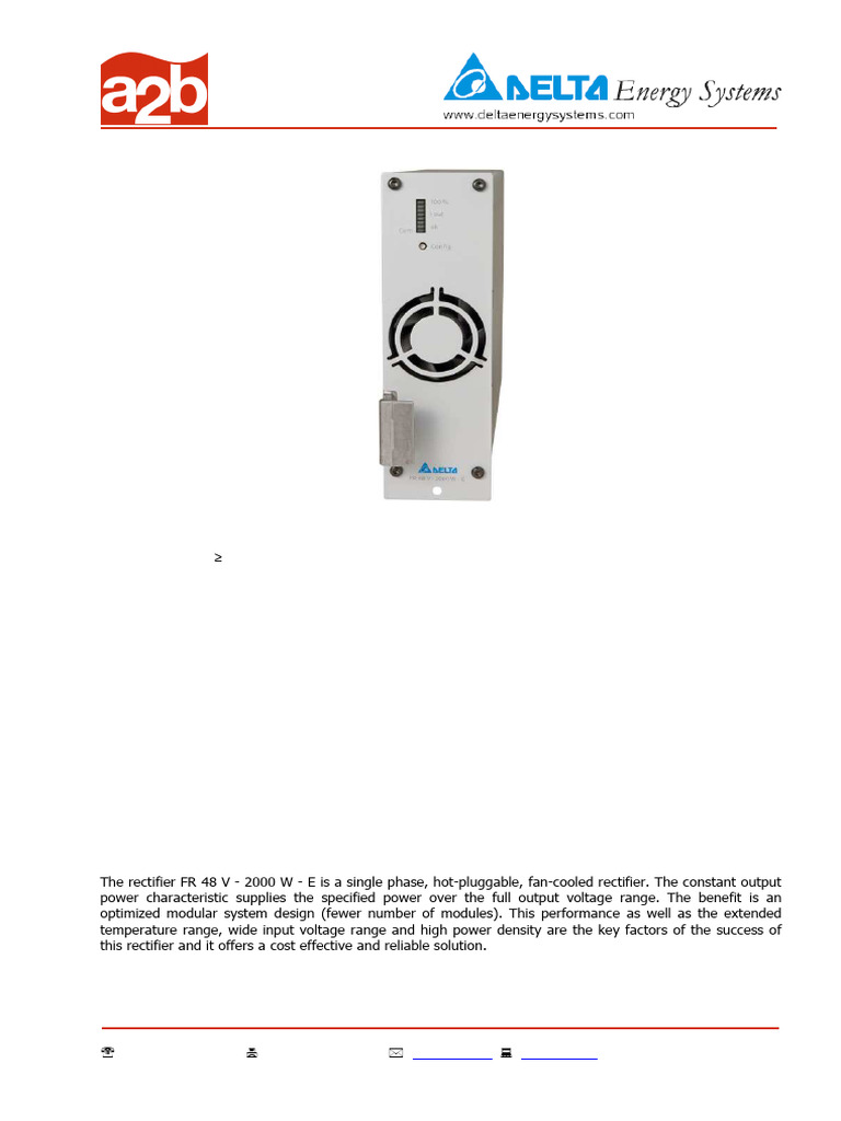 Redresor Delta FR48V-2000W-E | PDF | Rectifier | Electronic Engineering