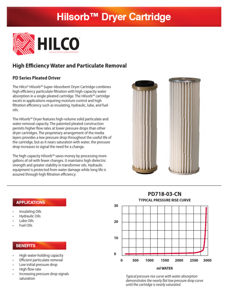 Hilco Data Sheet PD Filter Cartridges | PDF | Filtration | Water