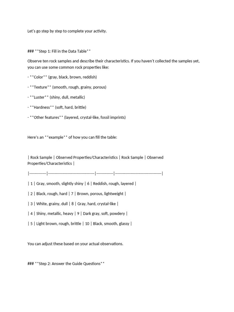 Rock Sample Observation Guide | PDF