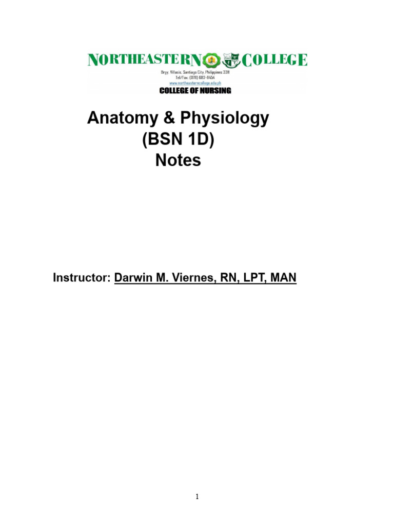 Anatomy and Physiology-Lecture Notes | PDF | Bone | Anatomical Terms Of ...