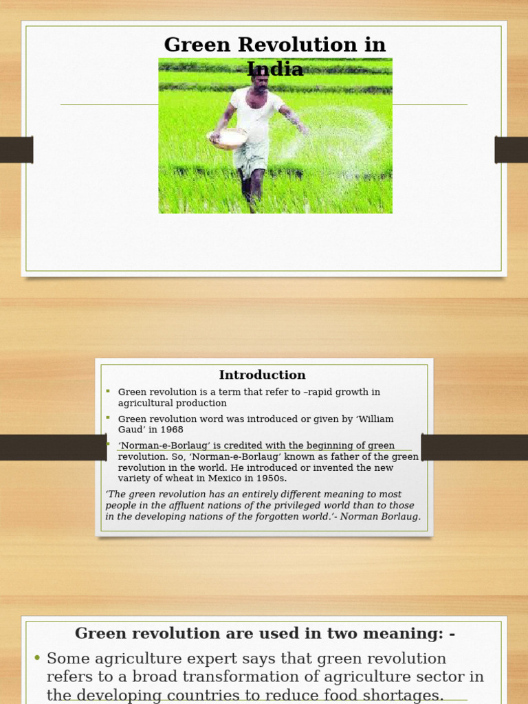 Presentation On Green Revolution in India | PDF | Green Revolution ...