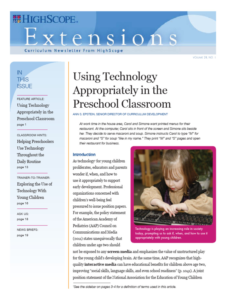 Preschool Technology Use Guidelines | PDF | Preschool | Teachers