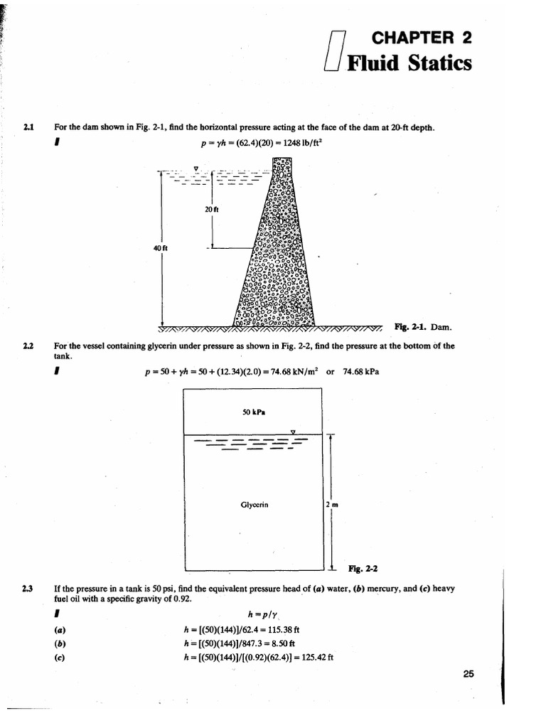 Fluid Mechanics Exercises | PDF