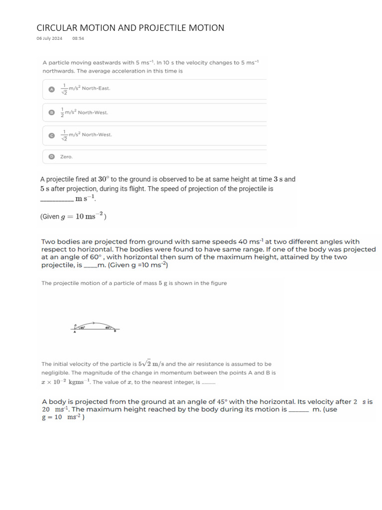 ASSIGNMENT- CIRCULAR MOTION | PDF