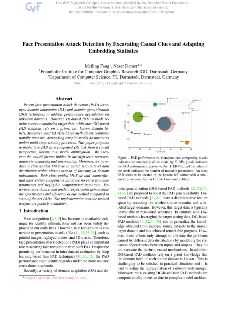 Fang Face Presentation Attack Detection by Excavating Causal Clues and Adapting WACV 2024 Paper ...