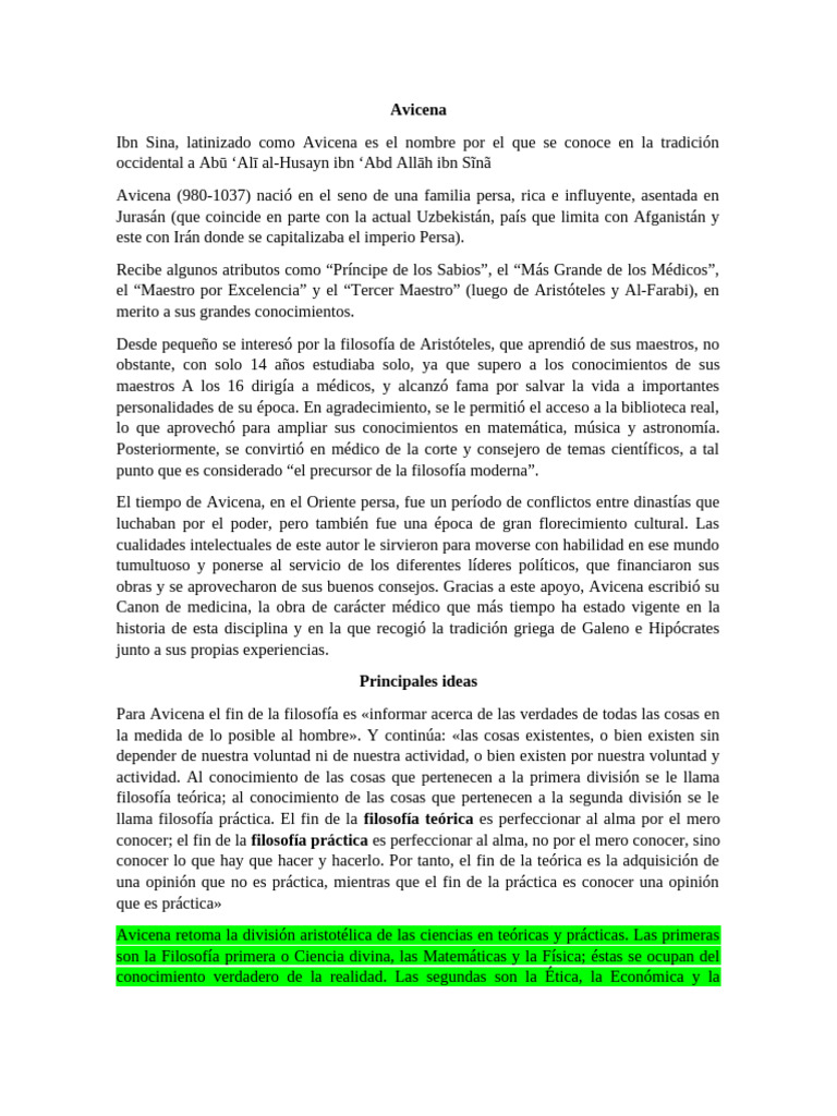 Avicena: Filosofía y Medicina Islámica | PDF | Alquimia | Aristóteles