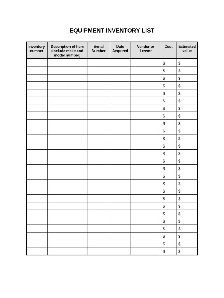 checklist_equipment-inventory-list-D1133 | PDF