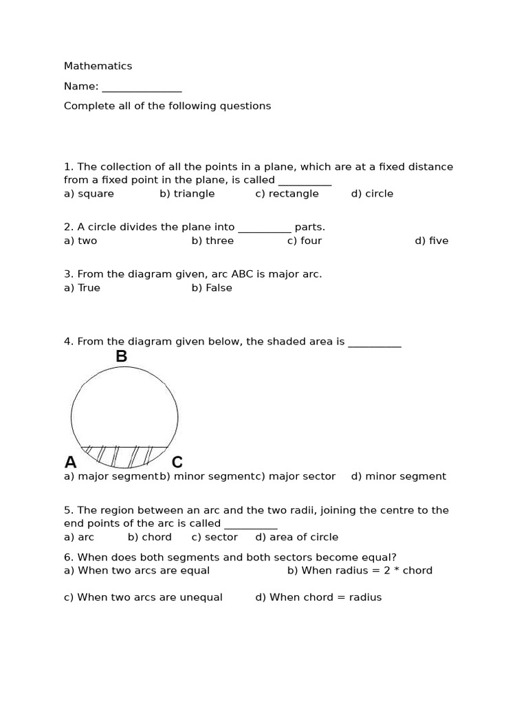 CSEC MATHEMATICS AREA OF SHADED REGION etc. | PDF | Area | Circle