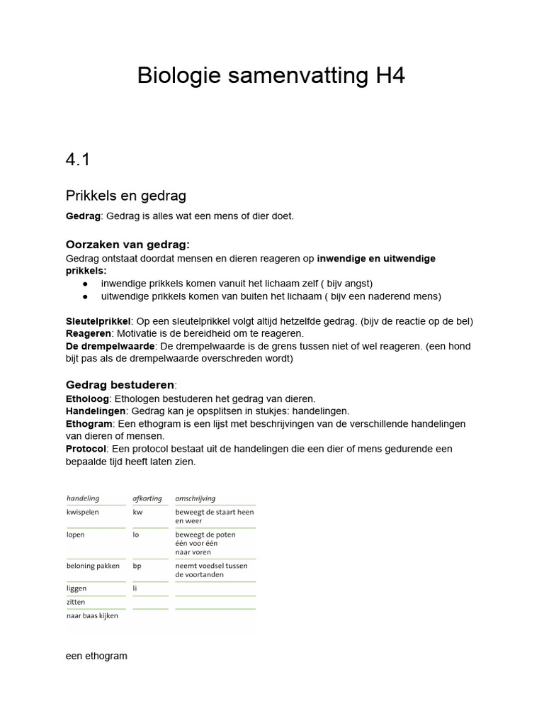 Bio Samenvatting - H4 | PDF