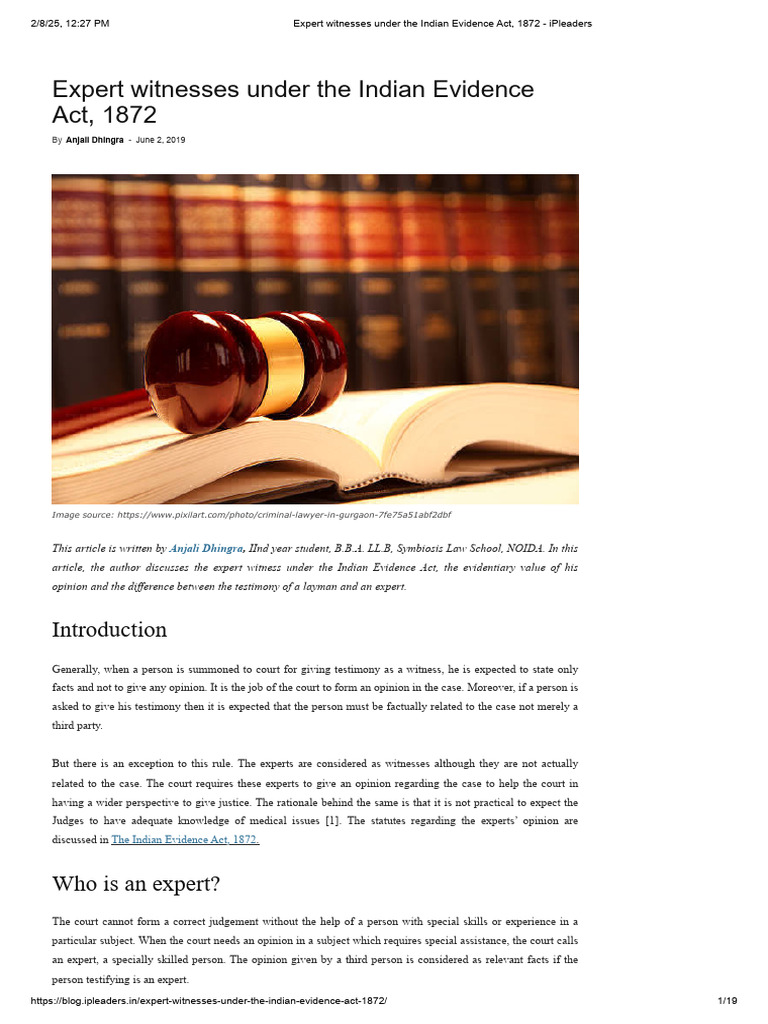 Expert Witnesses in Indian Law | PDF | Expert Witness | Witness