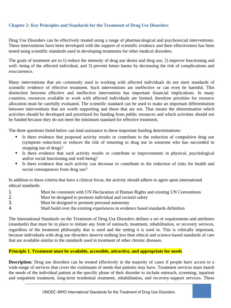 International Standards For The Treatment of Drug Use Disorders | PDF ...