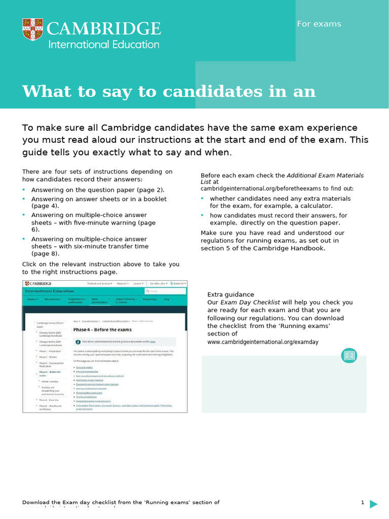 Instructions for Candidates on Exam Day | PDF | Multiple Choice