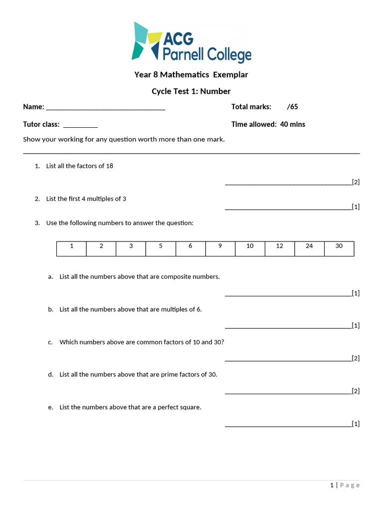 Math-Year-08-ACGP-CT1-2023-Number-Exemplar | PDF | Discrete Mathematics | Number Theory