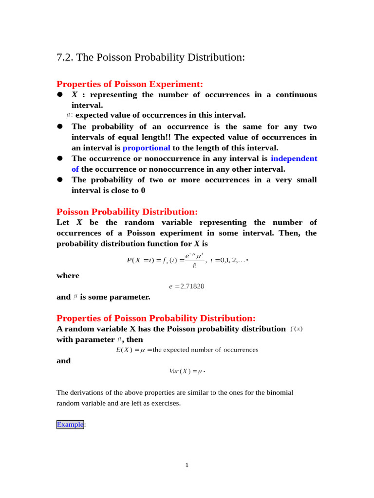 ch7.2 Poisson Probability Distribution | PDF | Poisson Distribution | Teaching Mathematics