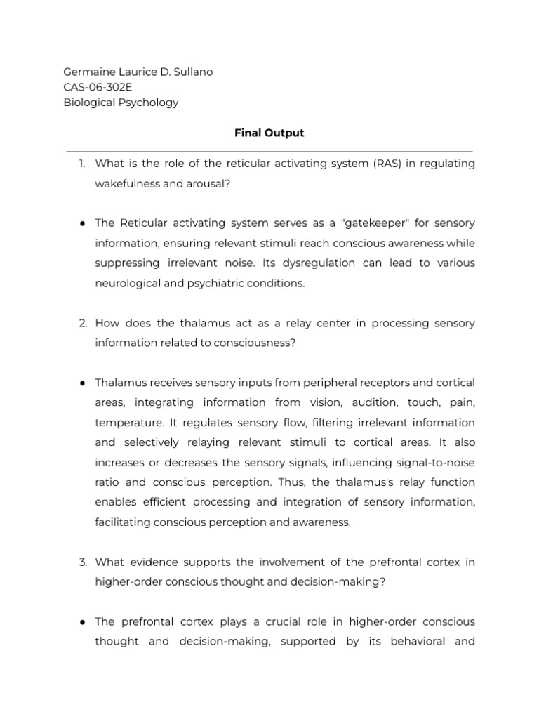 Sullano Biopsych Final Req | PDF | Neuroimaging | Perception