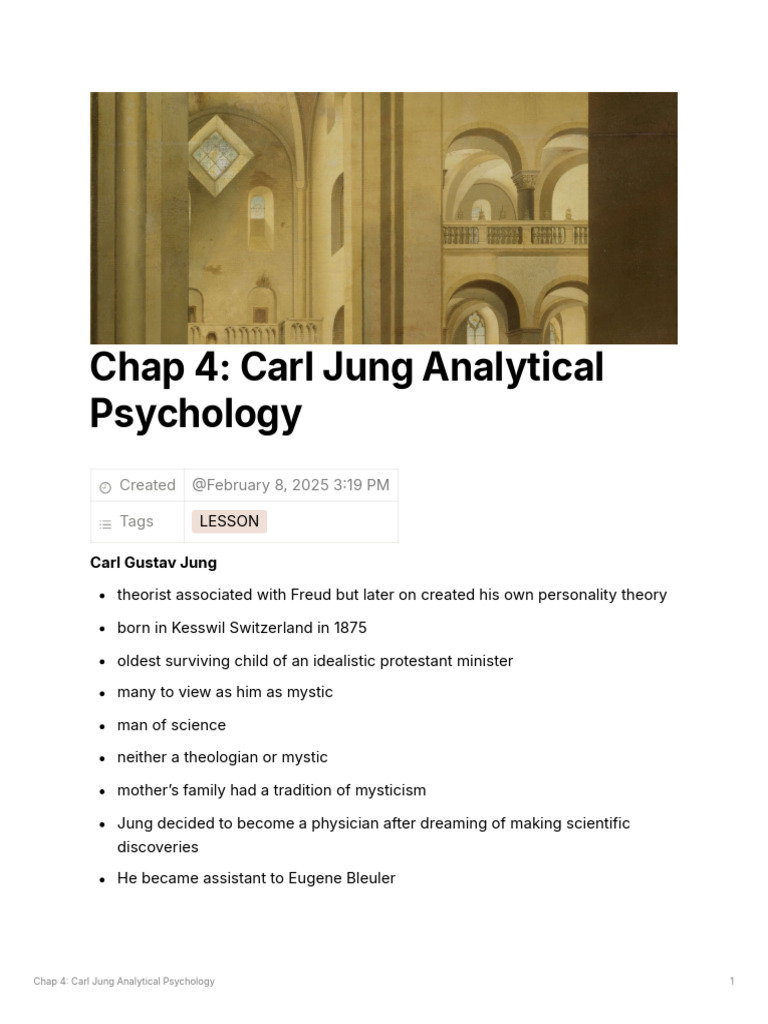 Chap 4 Carl Jung Analytical Psychology | PDF | Analytical Psychology | Carl Jung