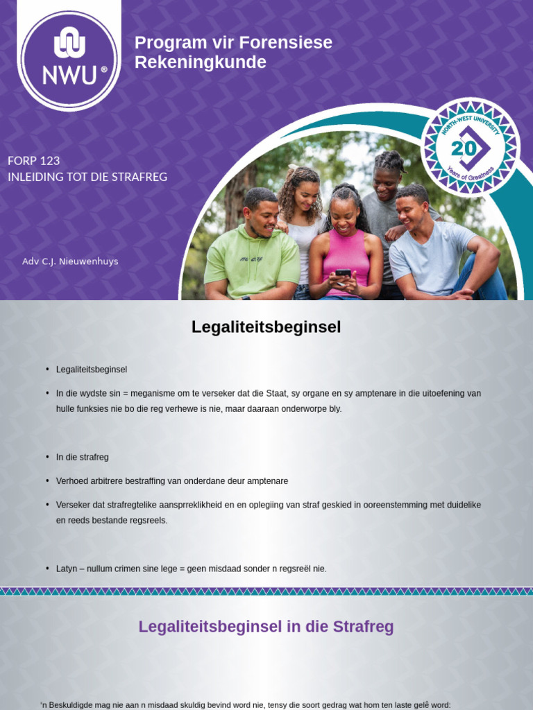FORP 123 - Leereenheid 2 - Legaliteitsbeginsel | PDF