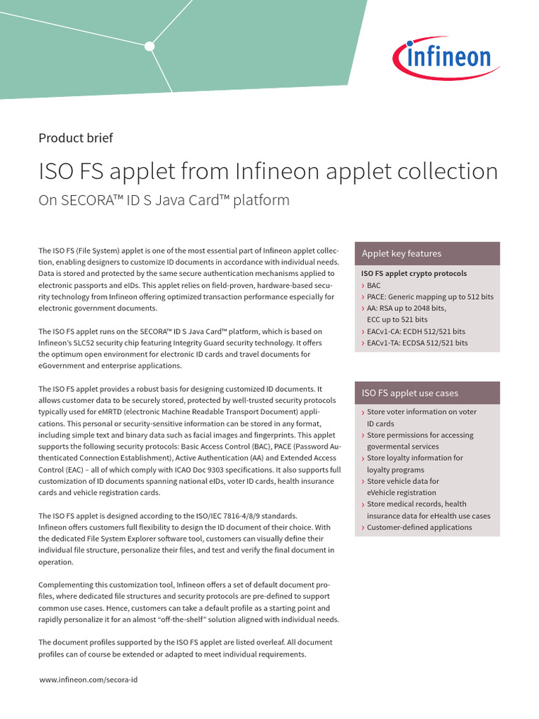 Infineon-SECORA_ID_ISO_FS_Applet-ProductBrief-v01_00-EN | PDF ...