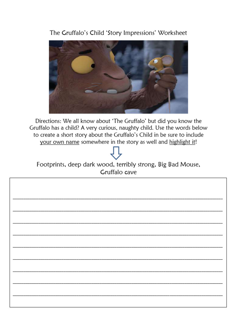 Gruffalo's Child Story Impressions Worksheet | PDF