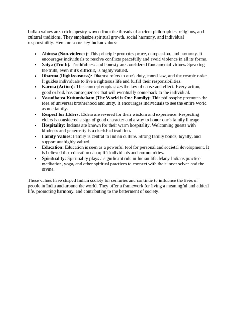 Indian Values | PDF