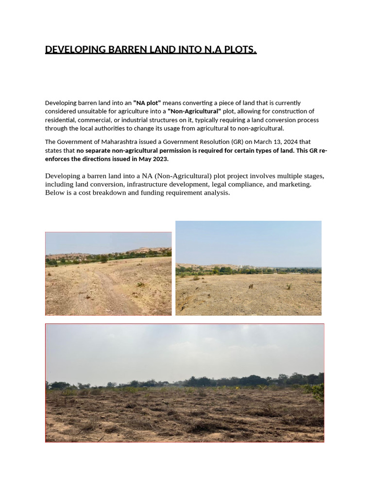 Converting Barren Land to NA Plots | PDF | Infrastructure | Pricing