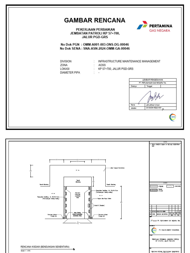 DWG Perbaikan Jembatan Patroli KP 57+700, Jalur PGD-GRS | PDF | Natural Gas | Fuel Gas