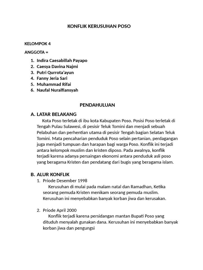 KONFLIK KERUSUHAN POSO | PDF