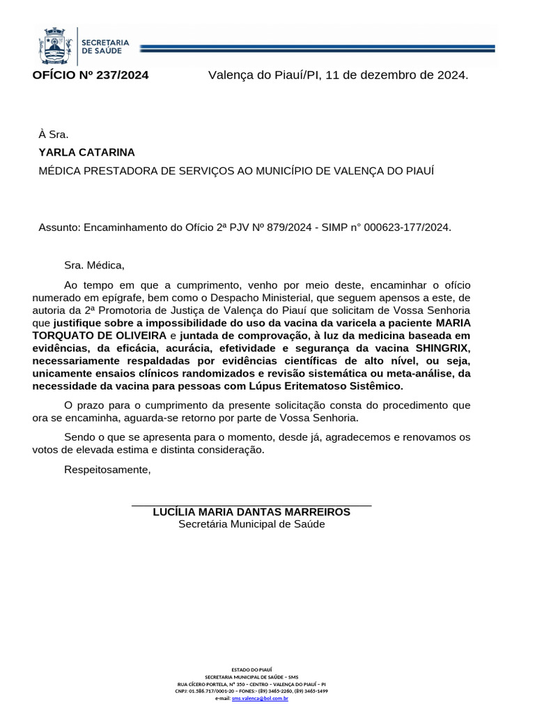 Encaminhamento de Ofício sobre Vacinas | PDF