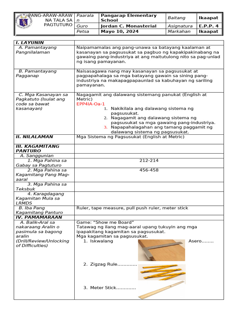COT_DLP_EPP 4 BY SIR ARJAY P. DELA CRUZ #3 | PDF