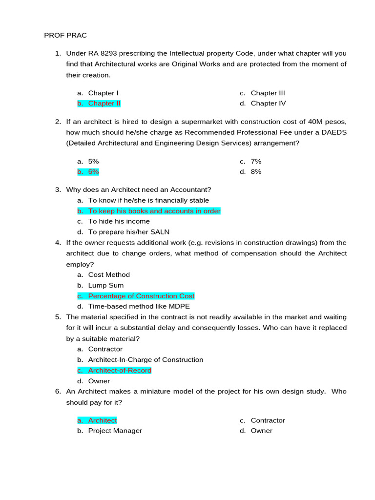 Refresher Maglunob Profprac | PDF | Architect | General Contractor