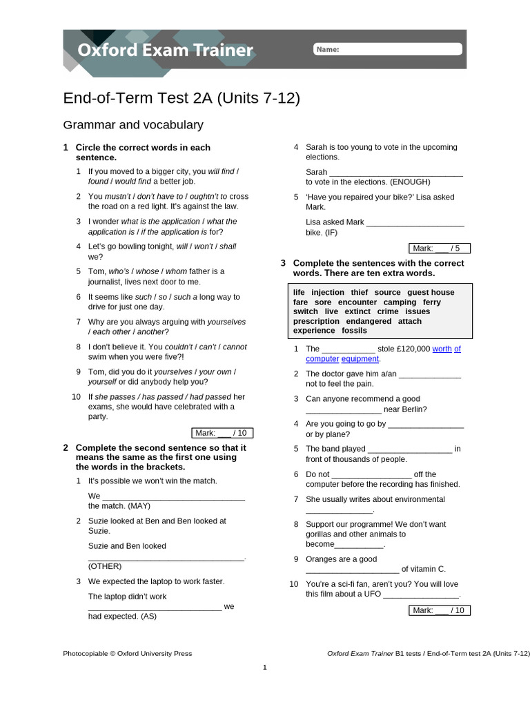 Oet b1 End-Of-term 7-12 A + B | PDF | Thomas Edison