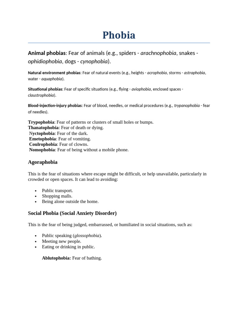 Understanding Common Phobias | PDF