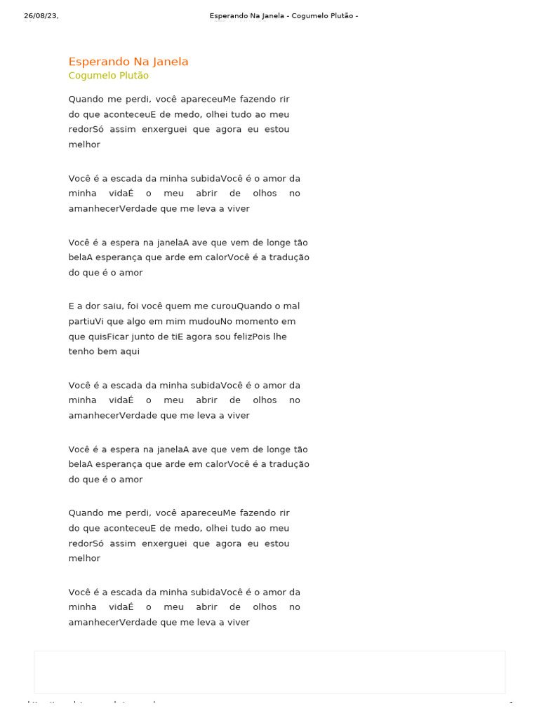 Letra de "Esperando na Janela" | PDF