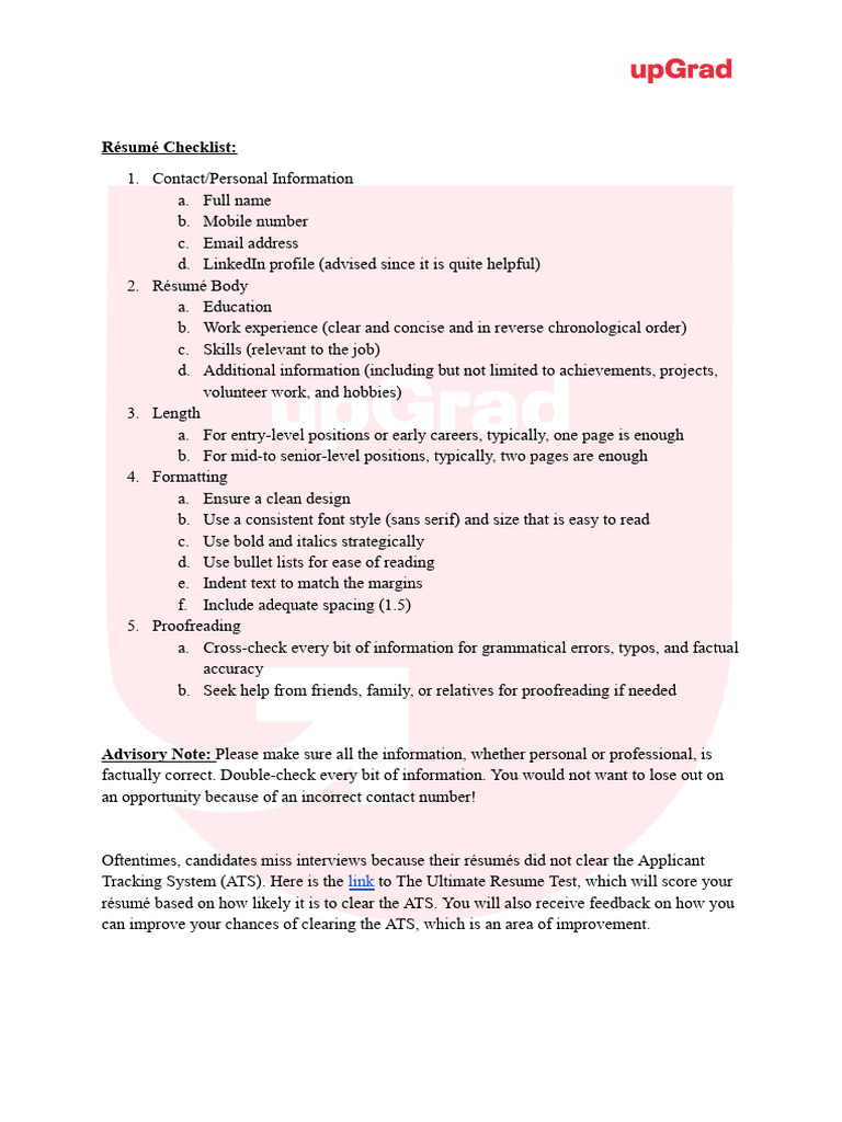 Resume and Cover Letter Checklist | PDF | Résumé