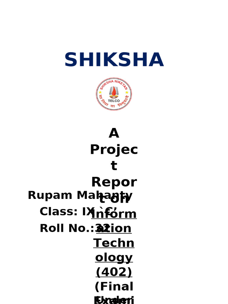 Report File Cover Page Final Exam Std 9 2024-2025 | PDF