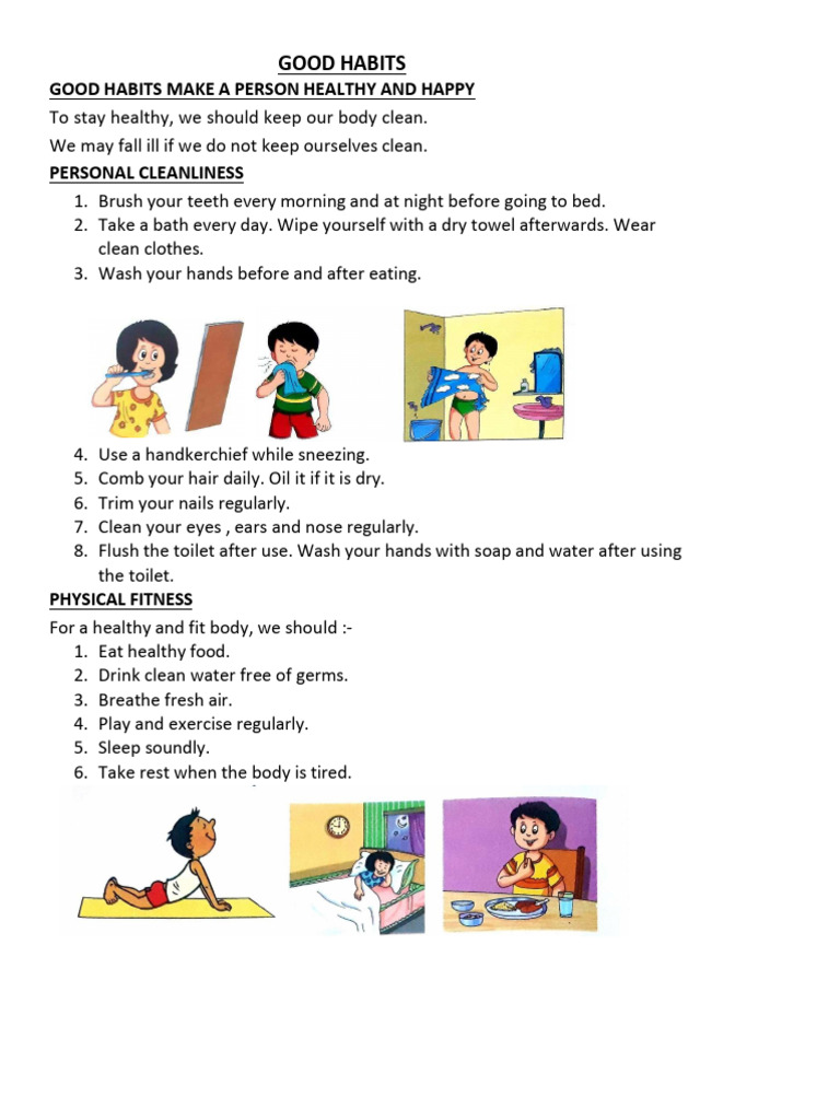 Healthy Habits for Kids' Wellbeing | PDF