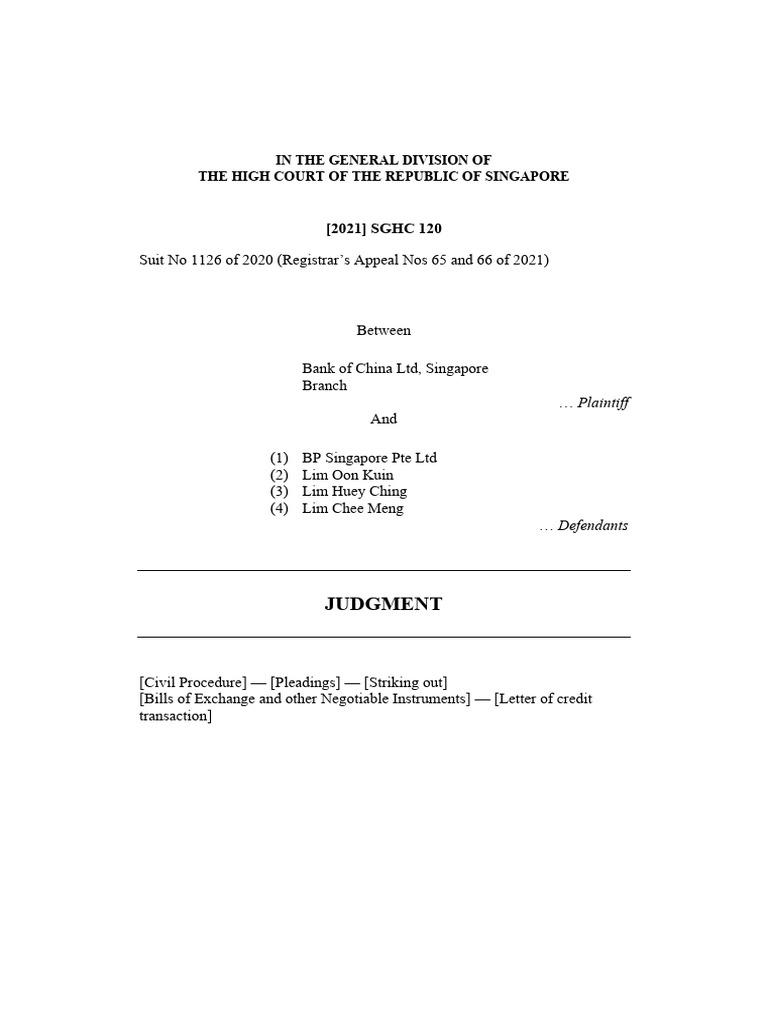 (2021) SGHC 120 | PDF | Letter Of Credit | Misrepresentation