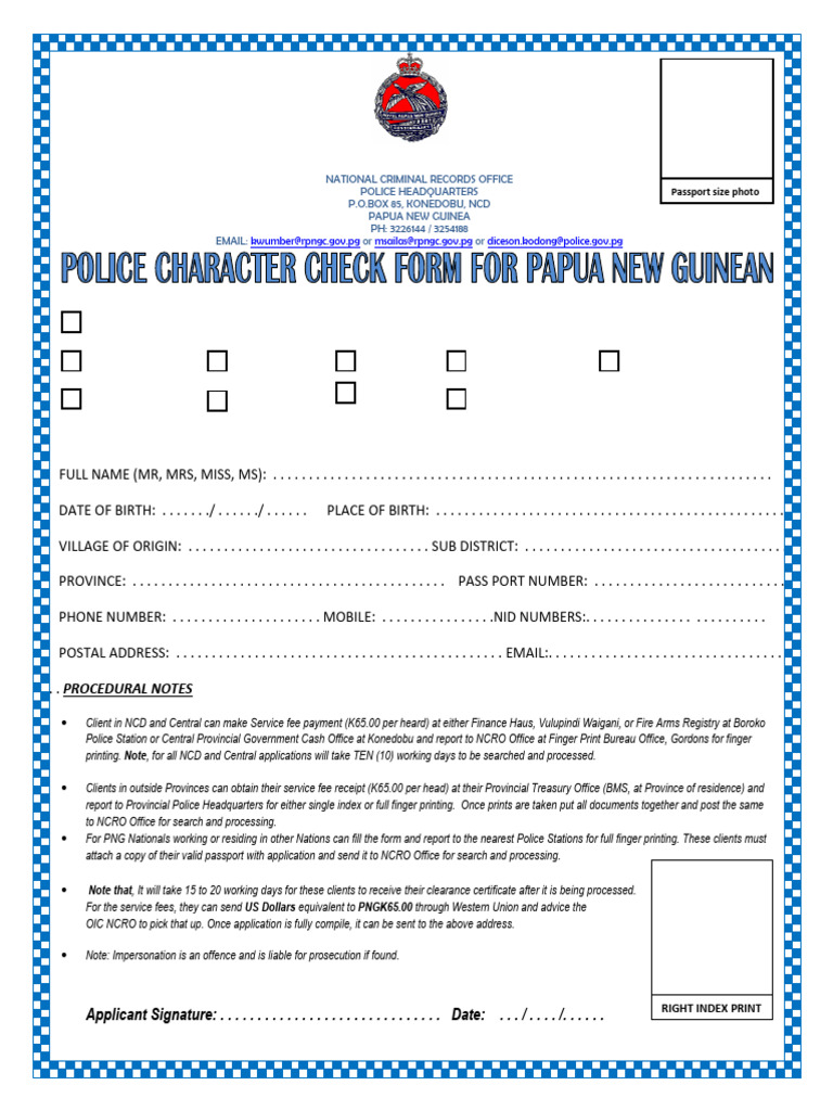 Police Clearance Form | PDF