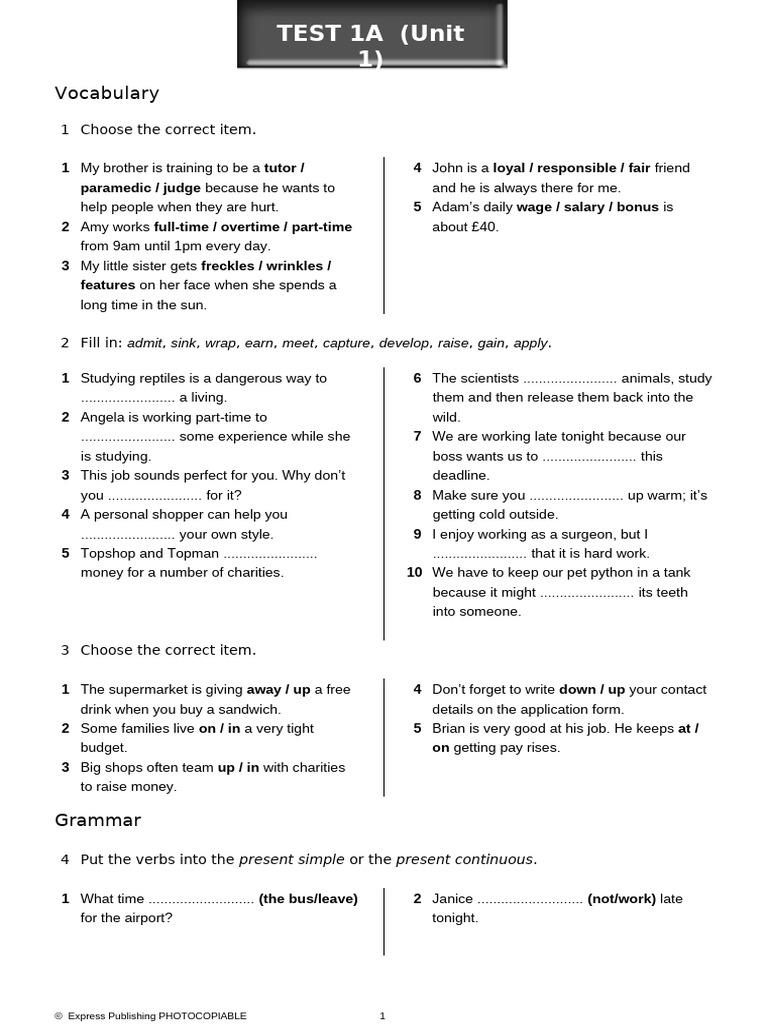 15 OnScreen 3 Test 1A | PDF