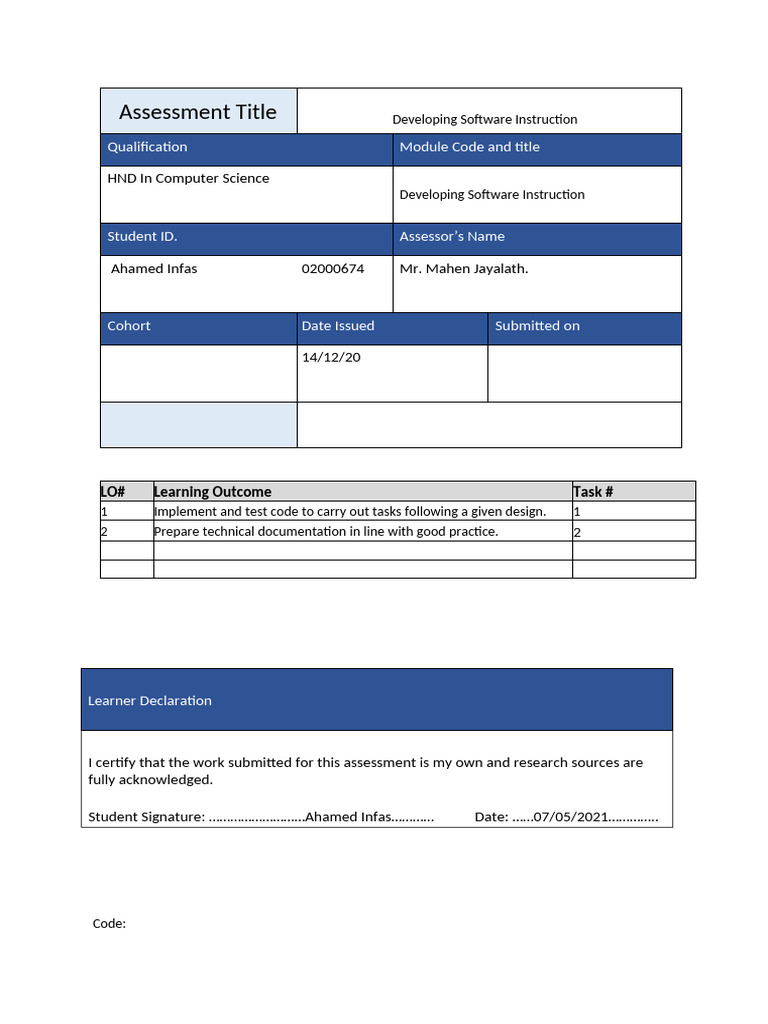Software Development Assessment Guide | PDF