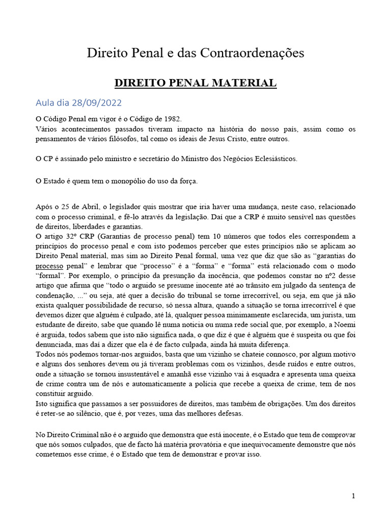 Apontamentos Direito Penal-2 | PDF | Crimes | Crime e Violência