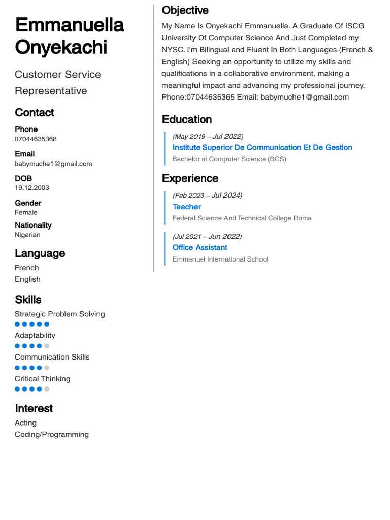 Emmanuella - Resume - 129 | PDF