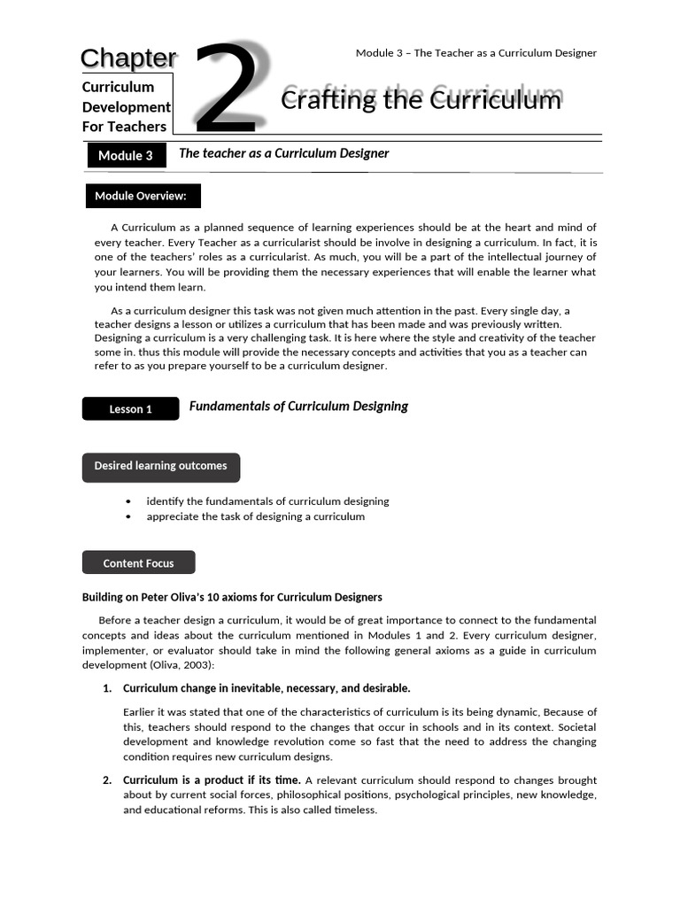 Crafting The Curriculum | PDF | Curriculum | Educational Assessment