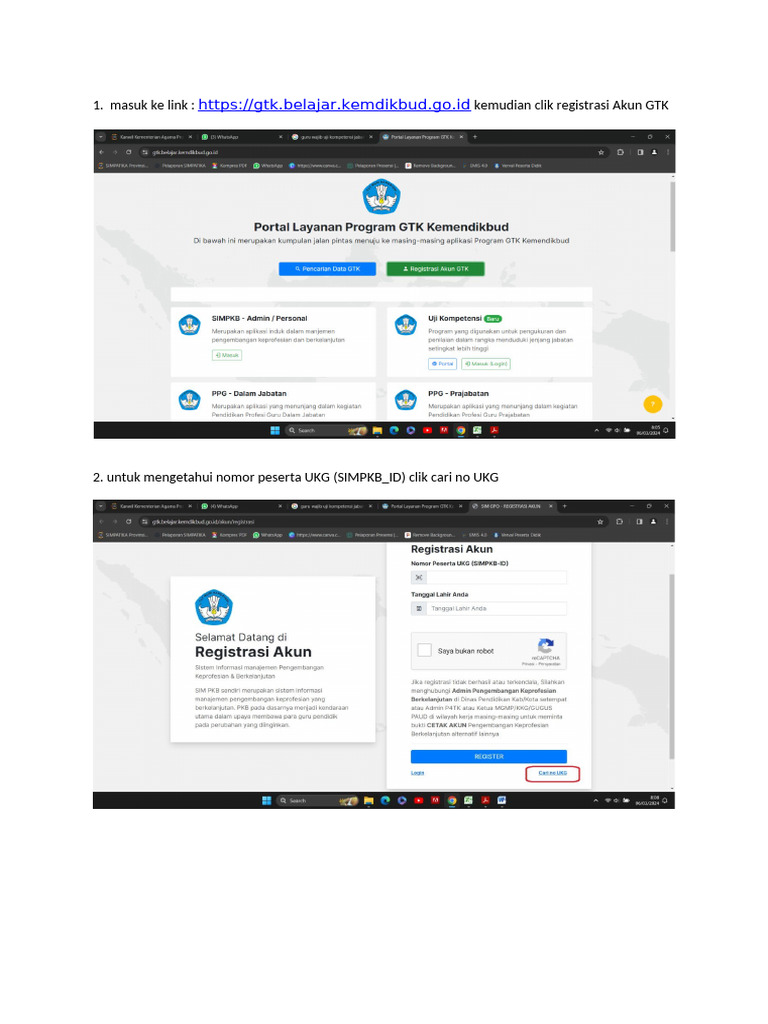 Cara Registrasi Peserta UKG..2024 | PDF