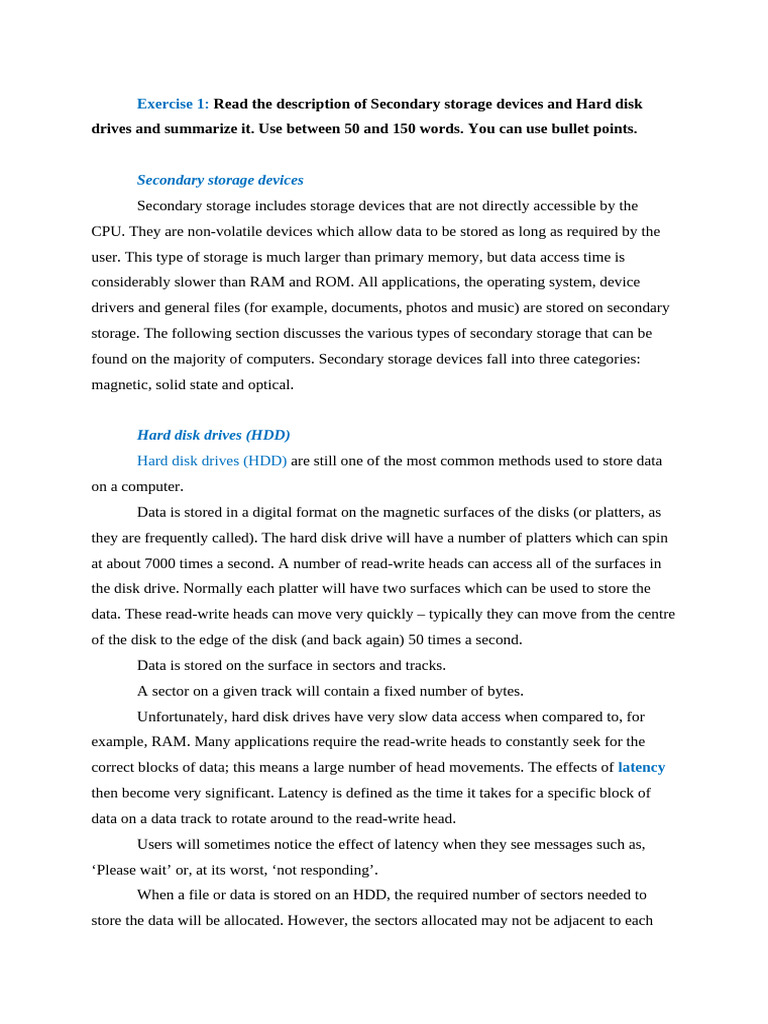 Memory and storage part 2 (1) | PDF | Computer Data Storage | Hard Disk Drive
