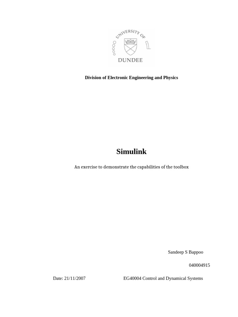 Simulink Assignment | PDF | Matlab | Computing