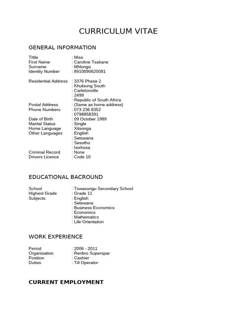 Caroline Cv | PDF