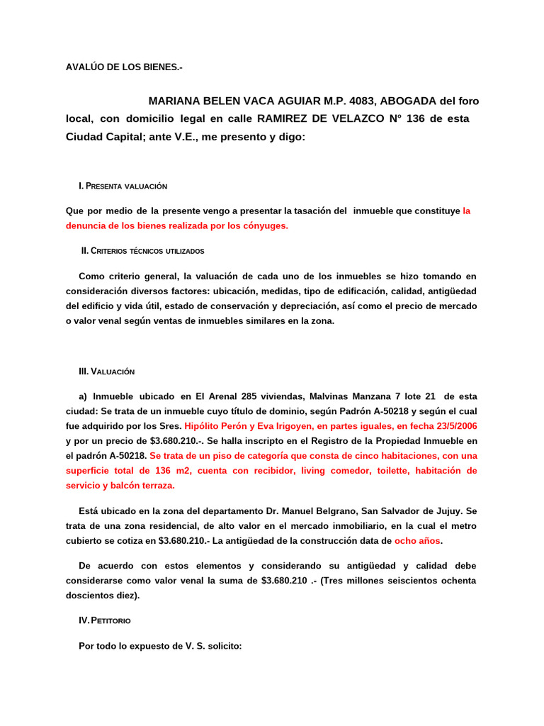 AVALÚO DE LOS BIENES | PDF