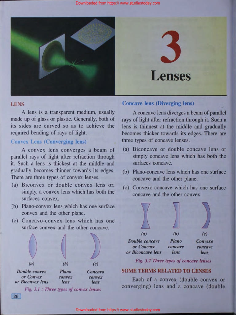 ICSE Class 8 Physics Chapter 03 Lenses | PDF