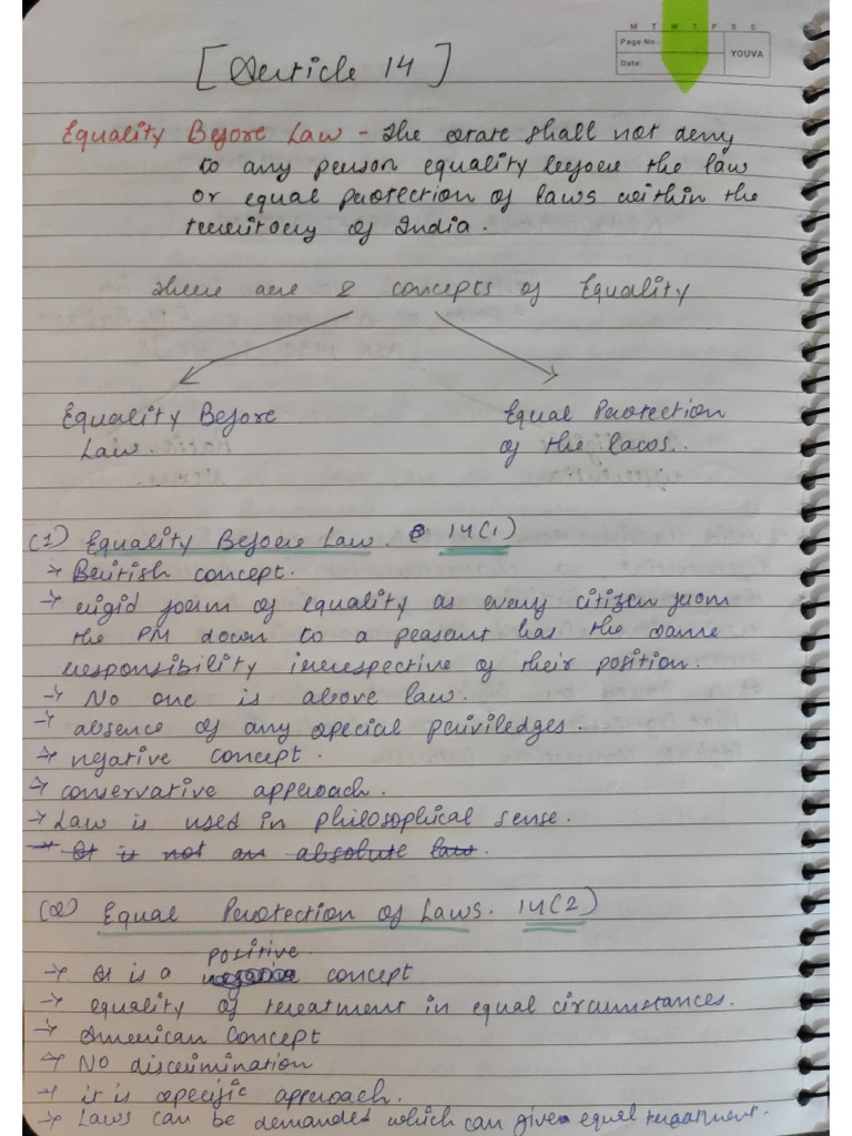 Article 14 Notes | PDF